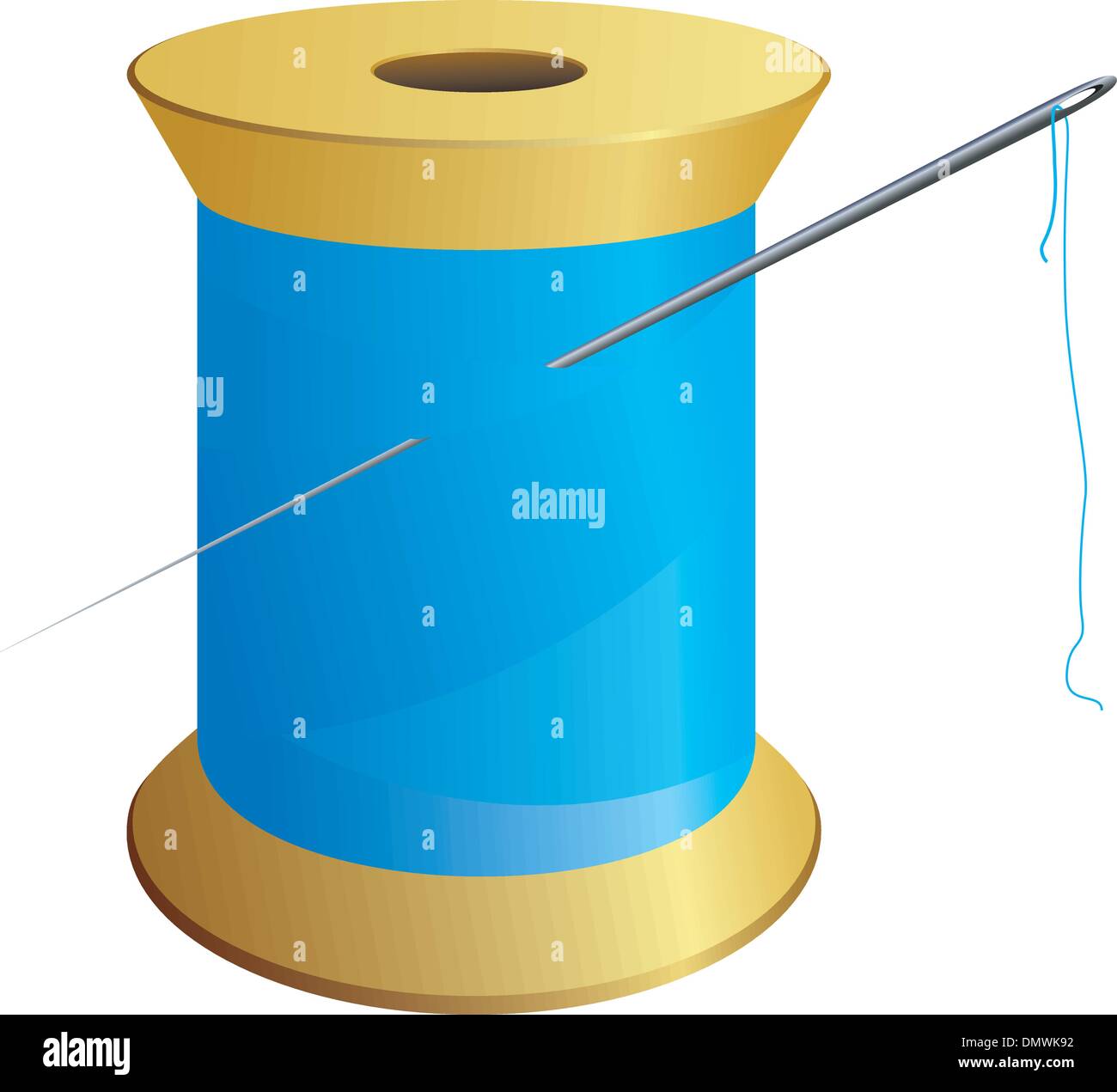 Spool of blue thread with a needle. vector Stock Vector Image & Art - Alamy
