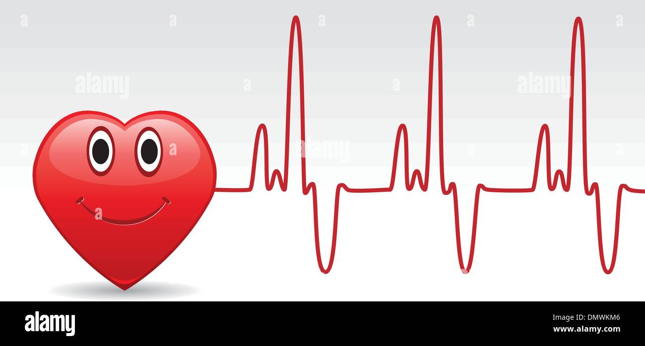 vector happy heart and heartbeat Stock Vector Image & Art - Alamy