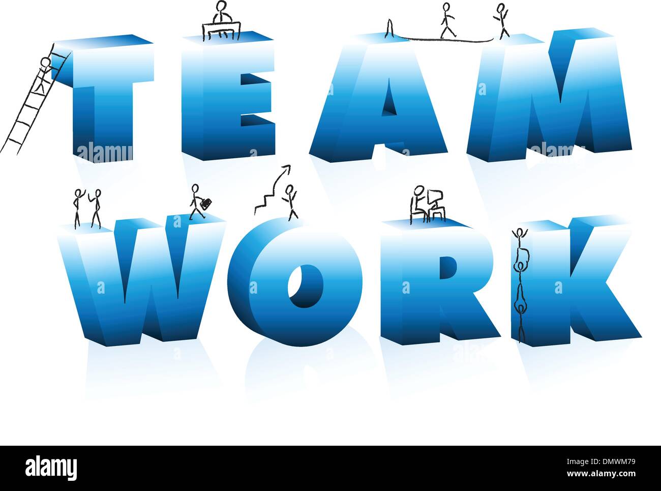 Doodle Cartoons Climbing Word TeamWork Stock Vector Image & Art - Alamy