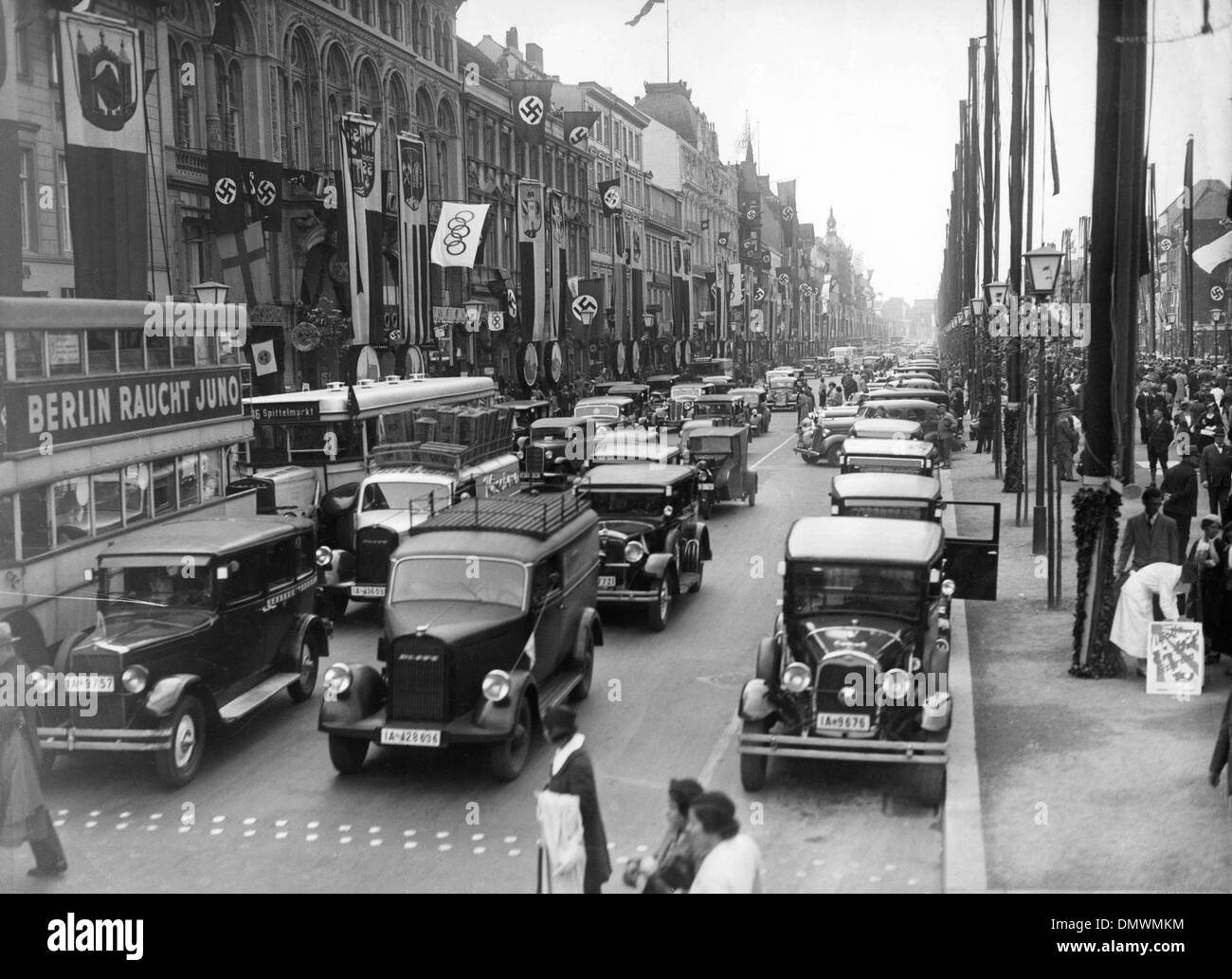 Aug. 8, 1936 - Berlin, Germany - One of Berlin's downtown busy centers ...