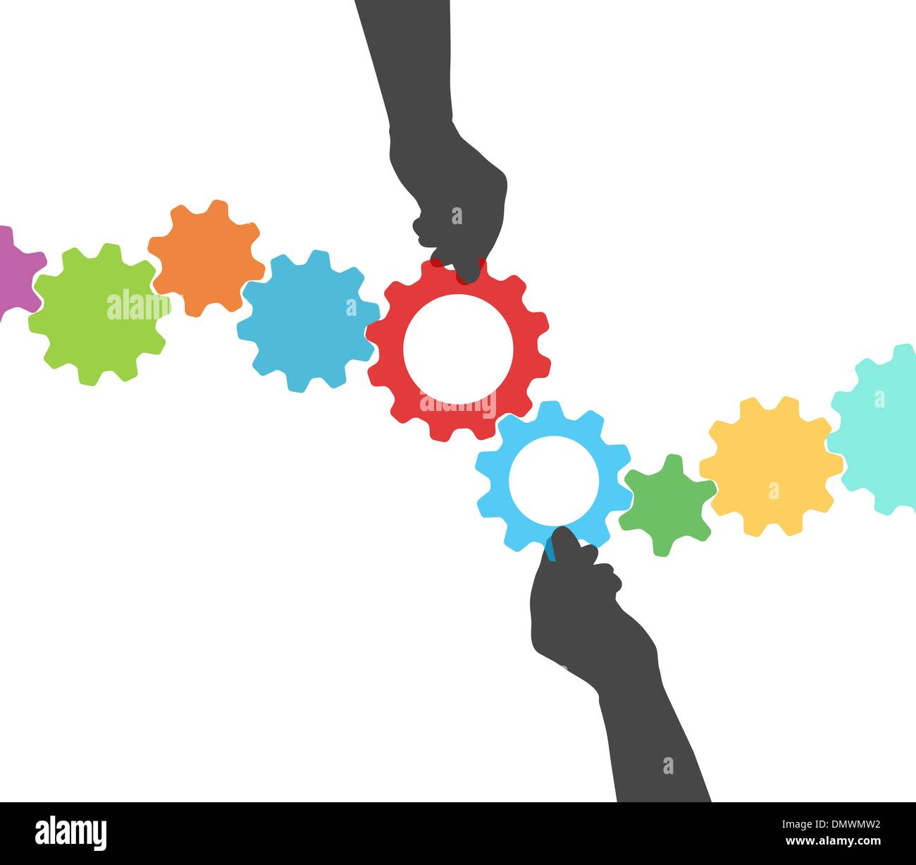 People hands technology gear process management Stock Vector Image ...