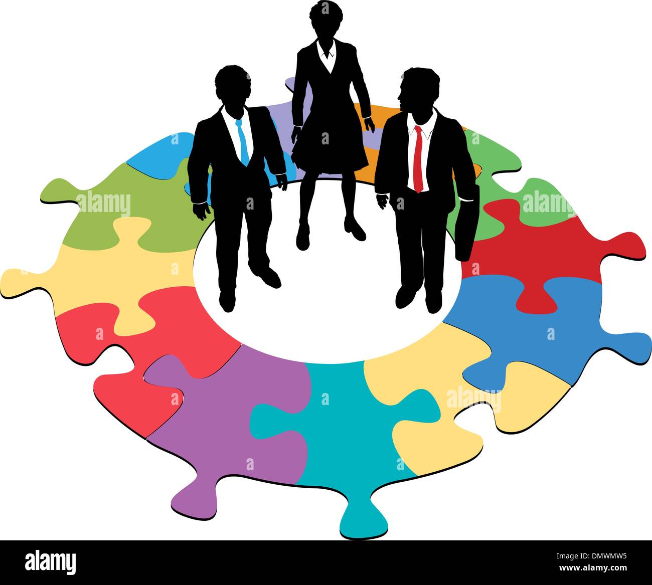 Business people team circular puzzle solution Stock Vector Image & Art ...