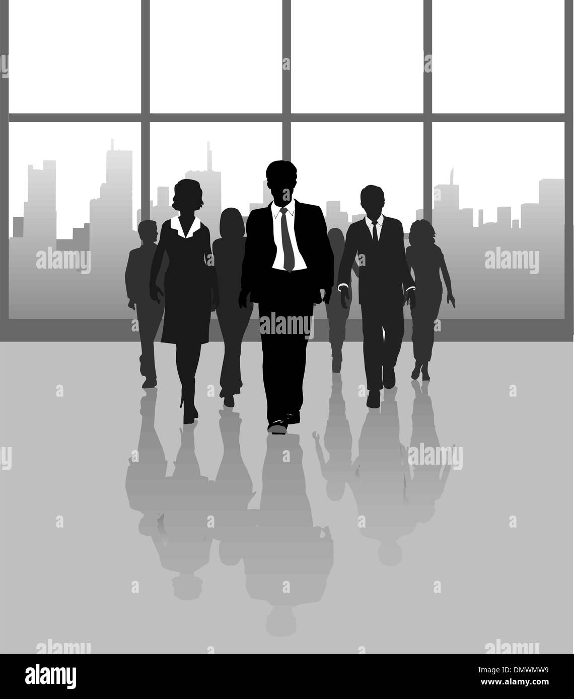Business people walk city building windows Stock Vector Image & Art - Alamy