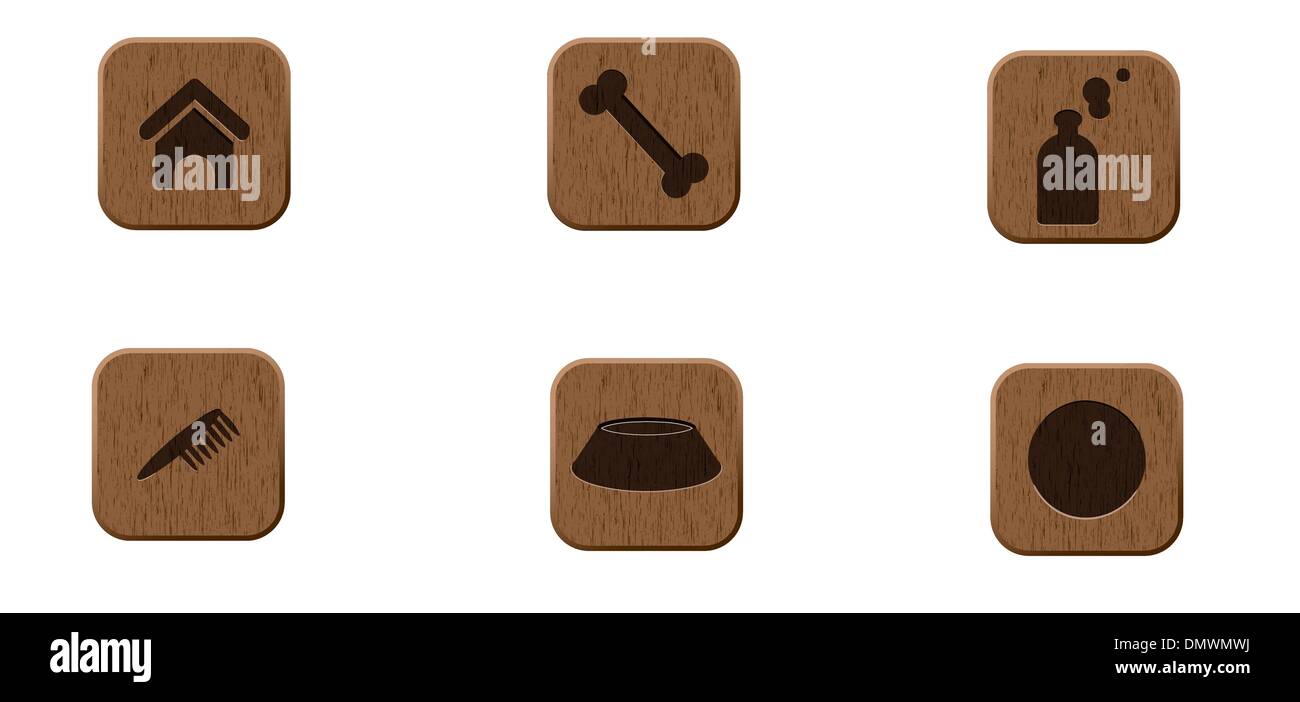 Pets wooden icons set Stock Vector Image & Art - Alamy