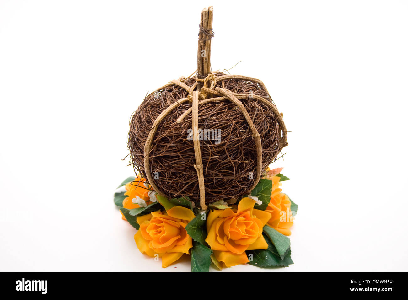 Straw ball with roses Stock Photo - Alamy