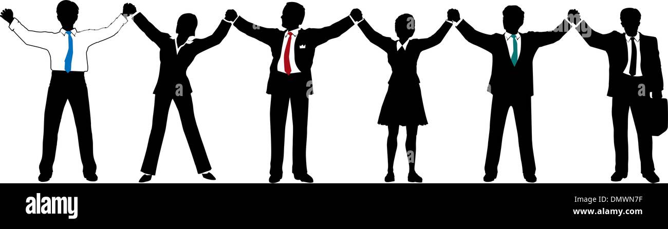 Business people team hold hands up in line Stock Vector Image & Art - Alamy