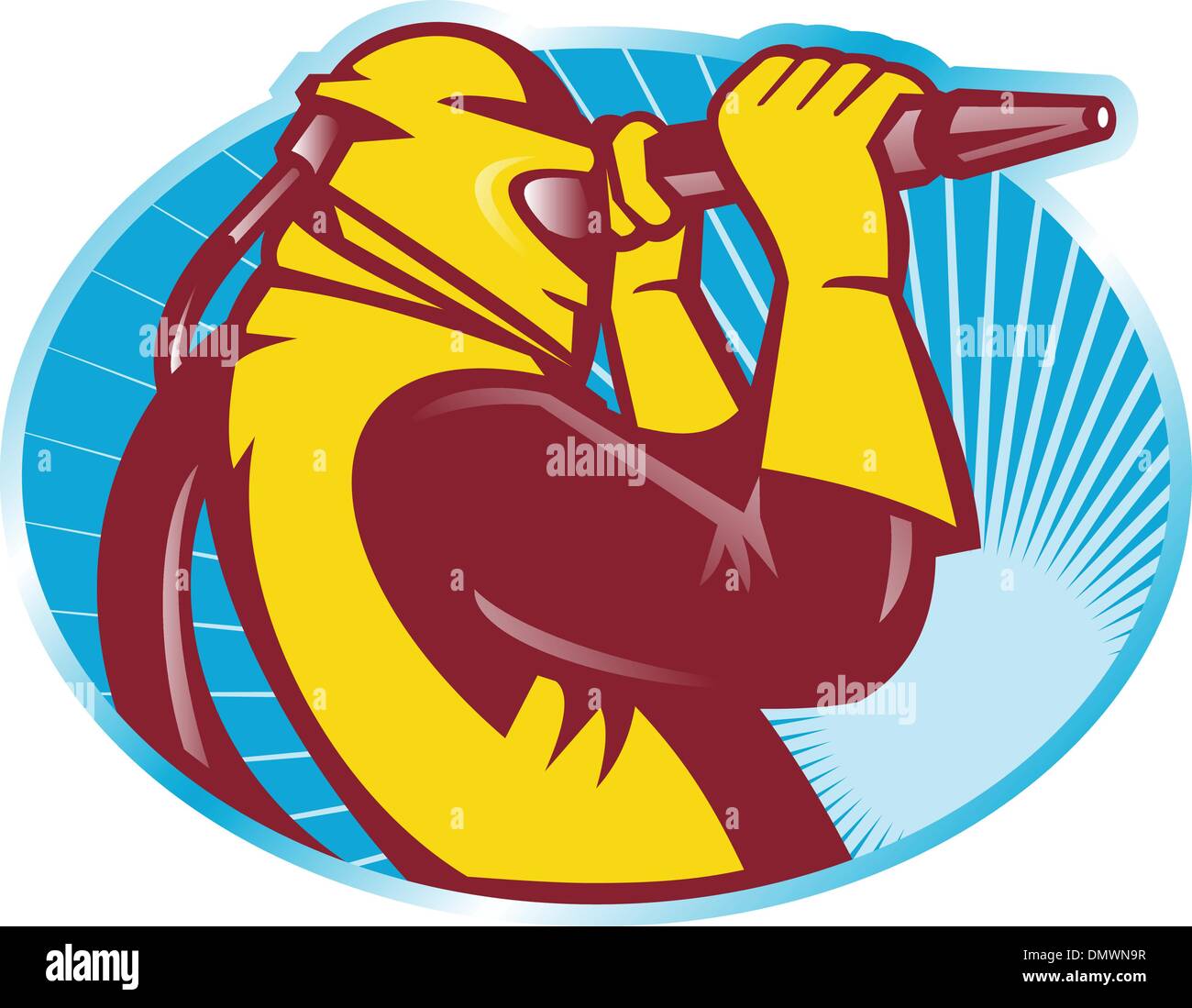 Sandblaster Working With Hose Stock Vector Image & Art - Alamy