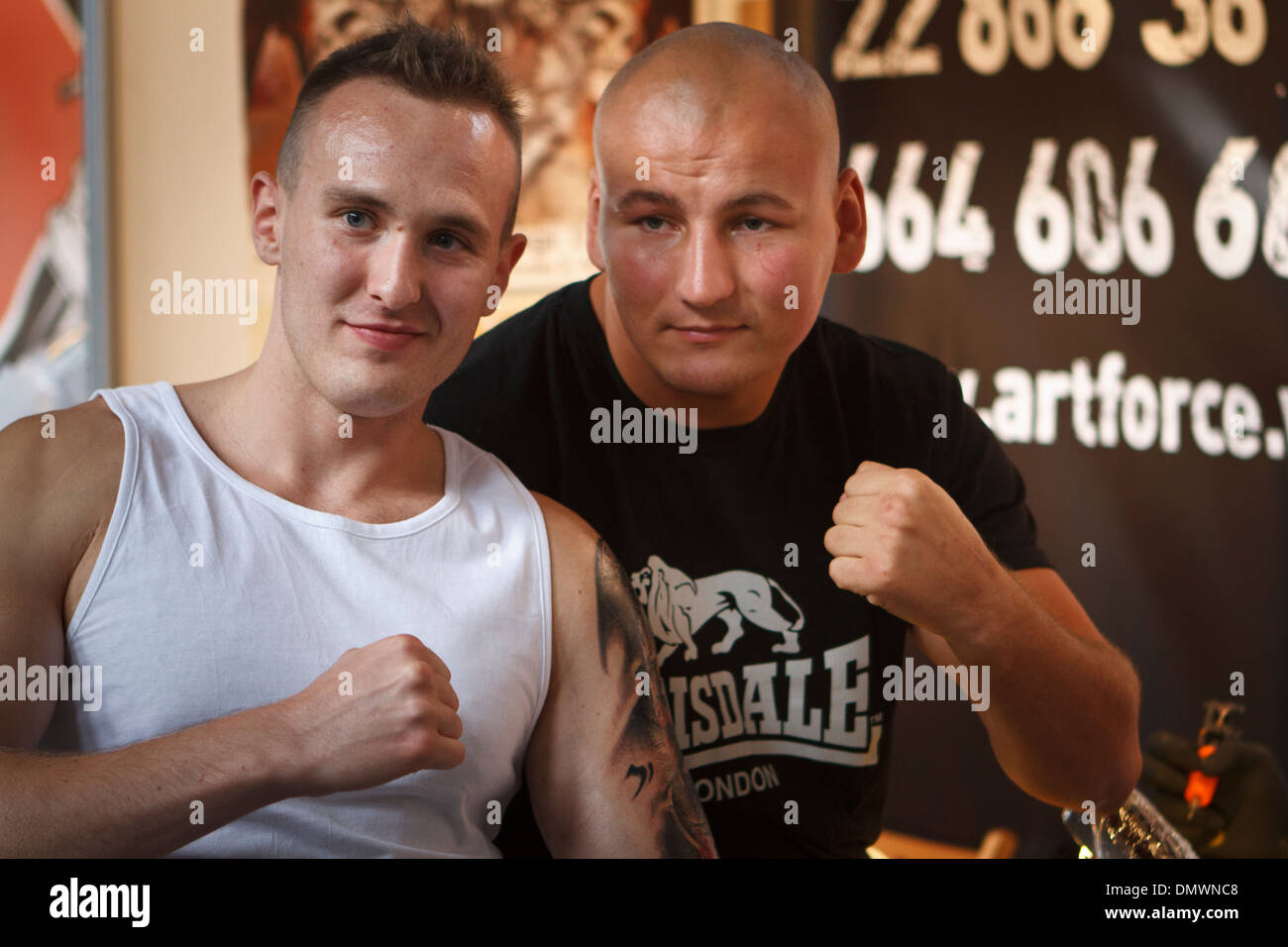 Polish heavy weight boxer Artur Szpilka posing to the photo with his ...