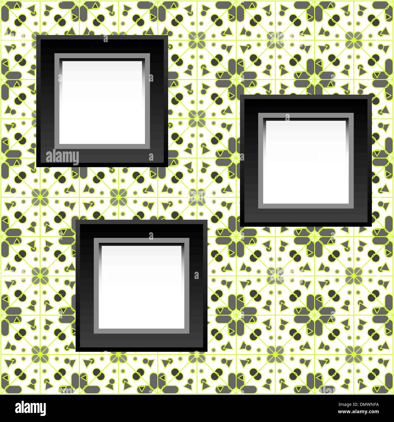 Three white picture frames on wall Stock Vector Images - Alamy