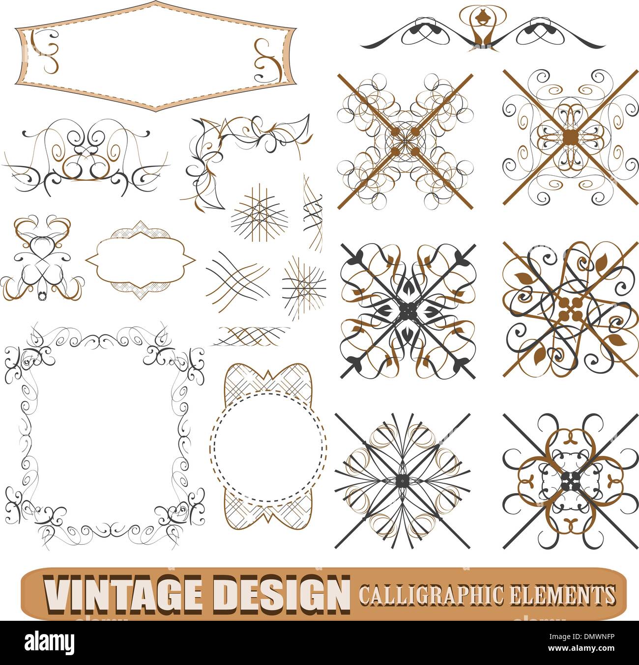 vector set: calligraphic design elements and page decoration (3) - lots ...