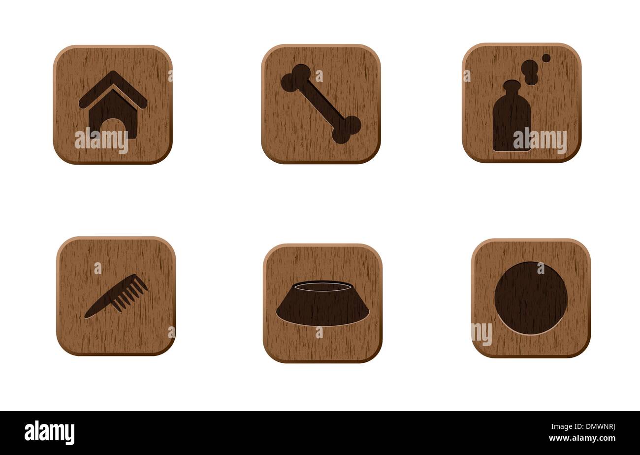 Pets wooden icons set Stock Vector Image & Art - Alamy