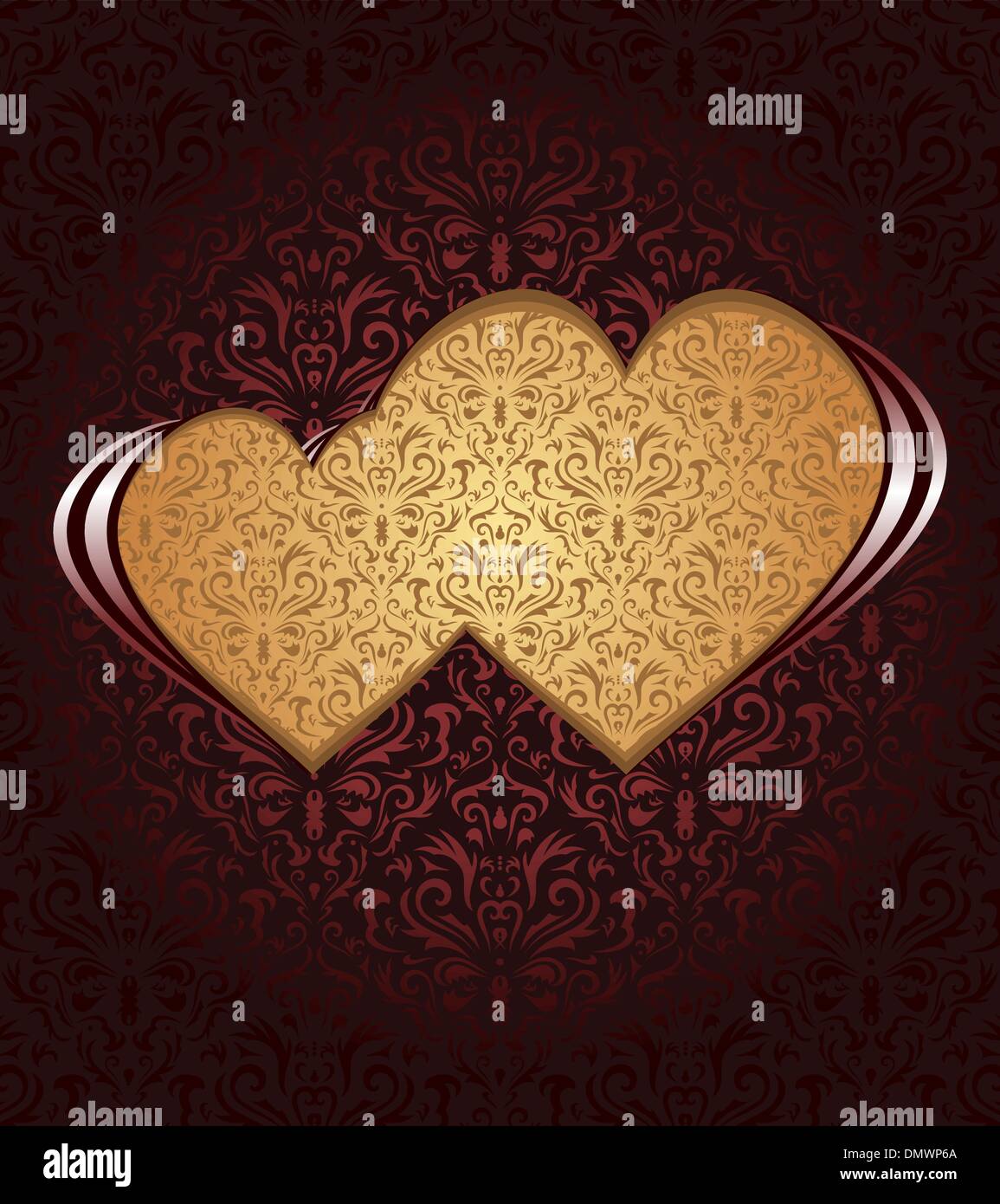 Two gold hearts on Stock Vector Images - Alamy