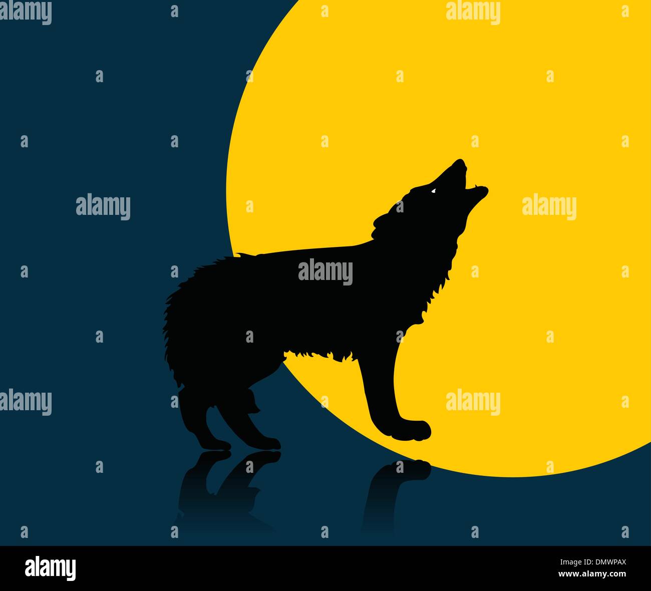 Illustration cartoon wolf howling moon hi-res stock photography and ...