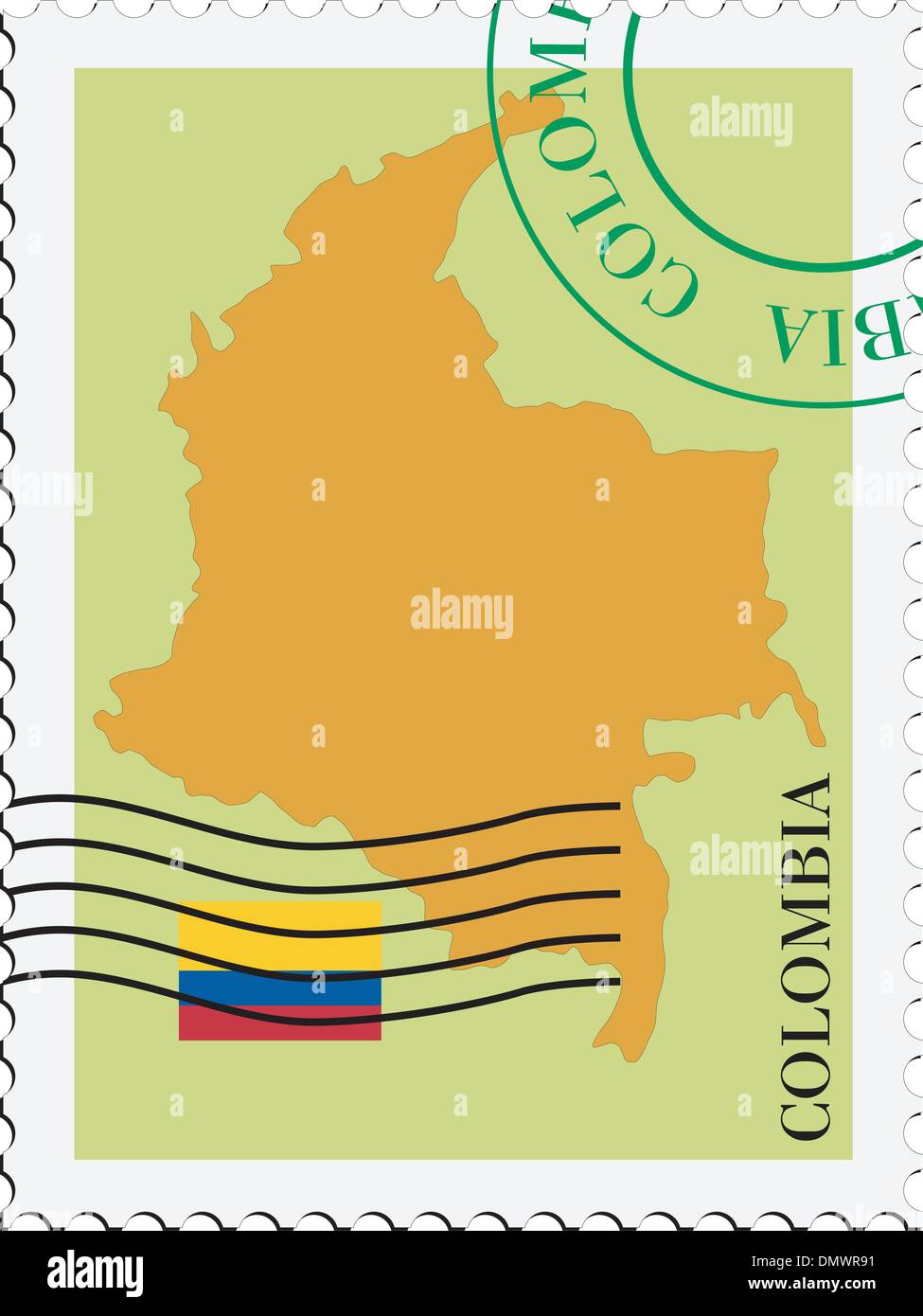 Colombia stamp Stock Vector Images - Alamy