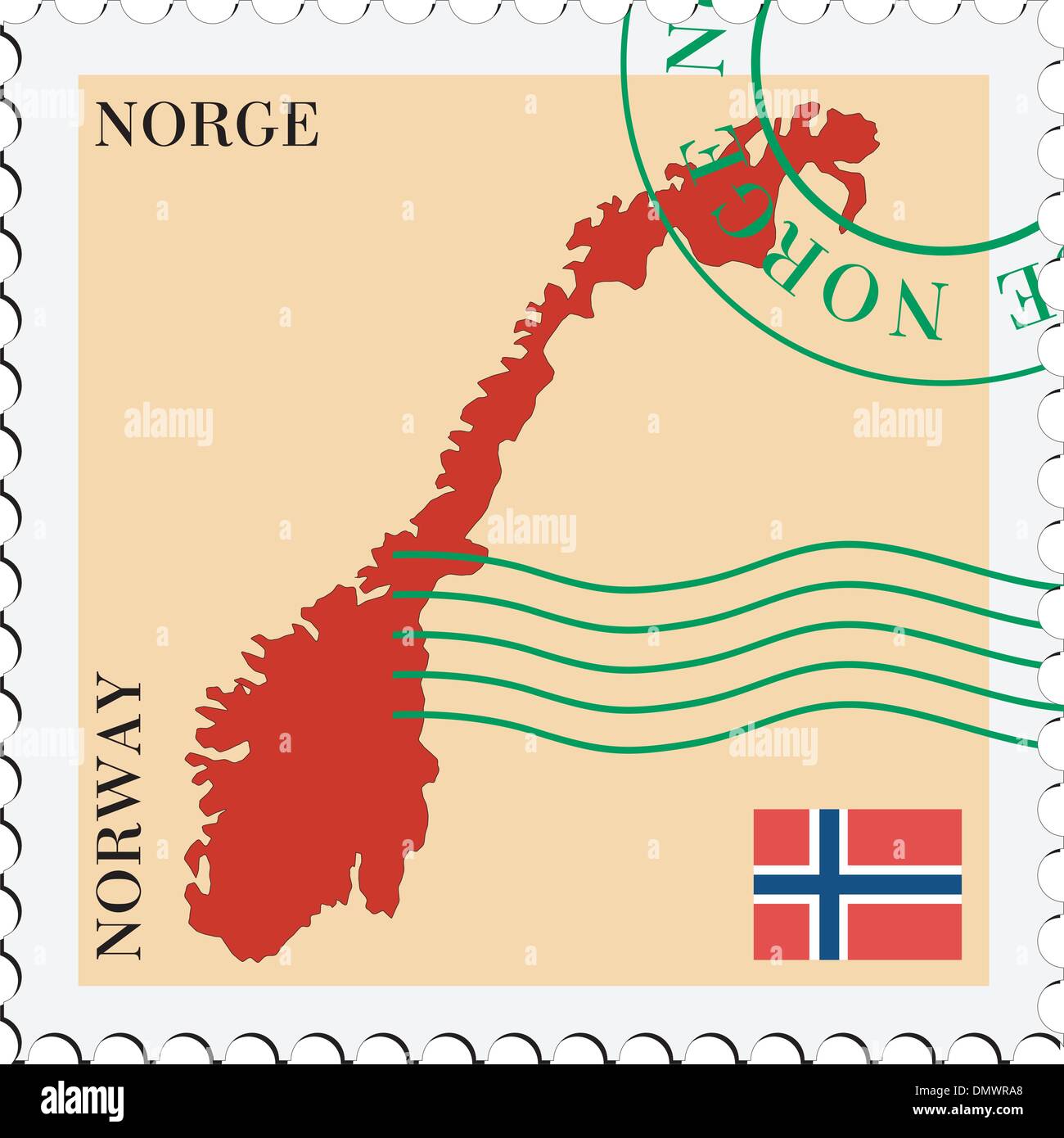 Norway stamp vector vectors hi-res stock photography and images - Alamy
