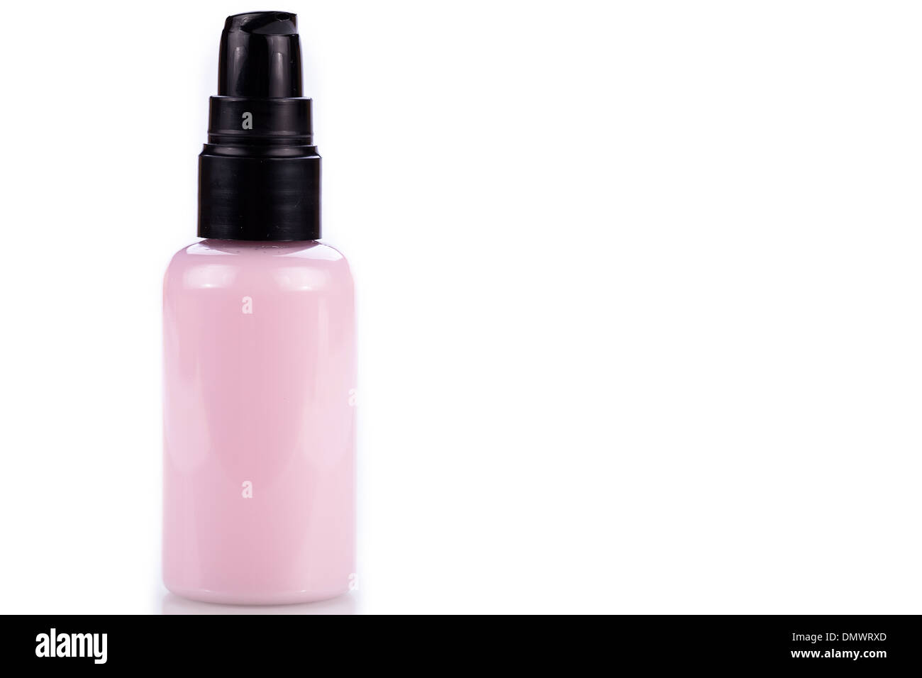 pink plastic bottle of cosmetic cream isolated on white product object ...