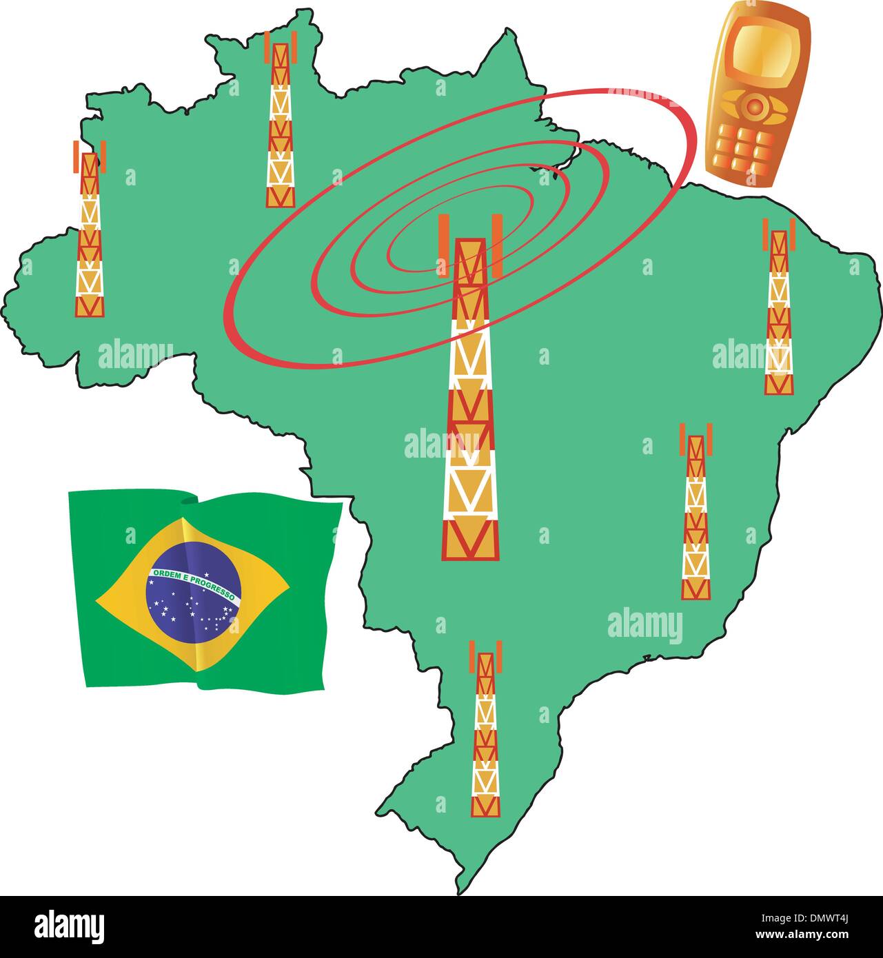 Digital map brazil Cut Out Stock Images & Pictures - Alamy
