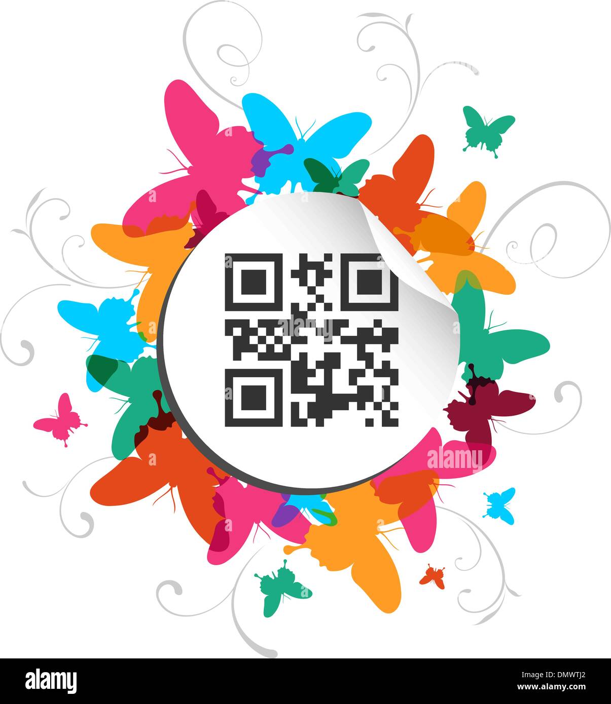 Happy butterfly spring time with qr code label Stock Vector Image & Art ...