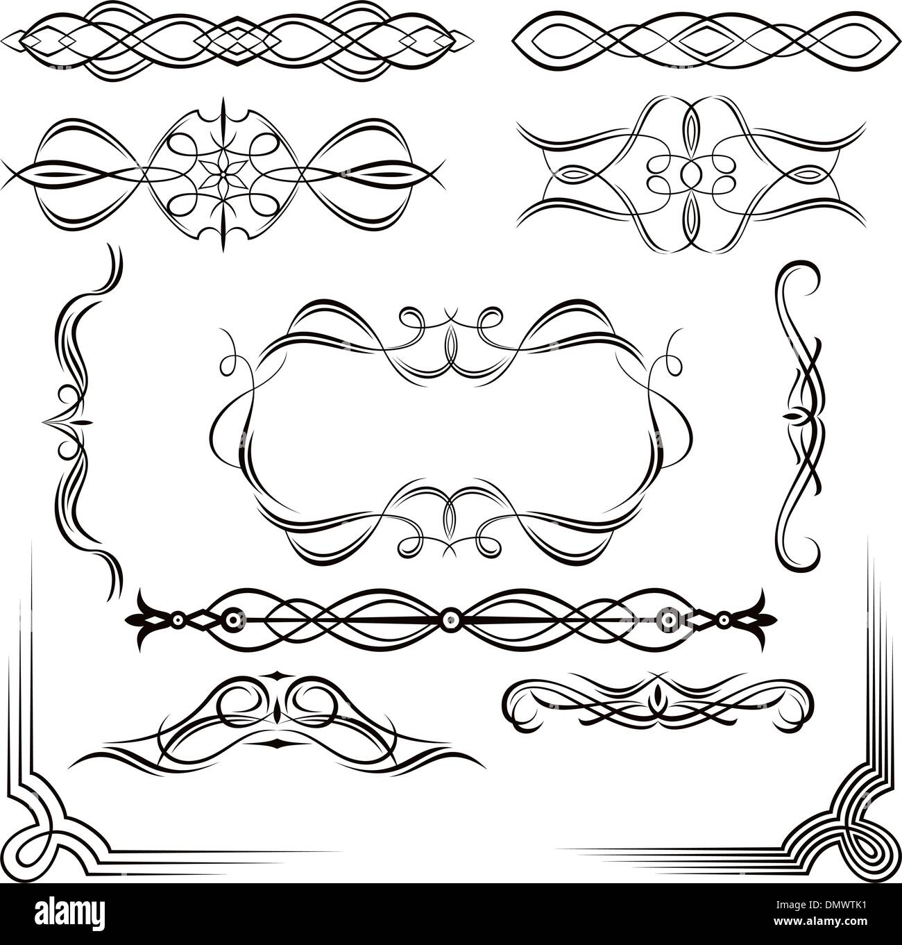 Set line curl elements Stock Vector Images - Alamy