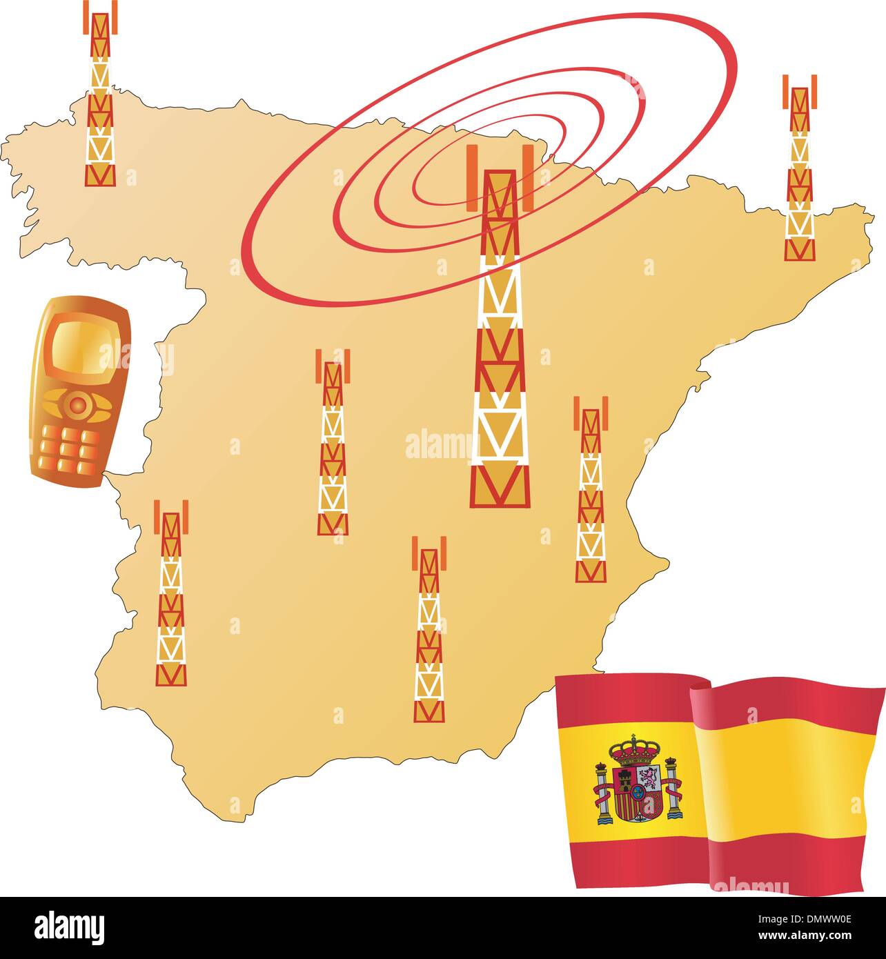 Mobile phone spain Stock Vector Images - Alamy