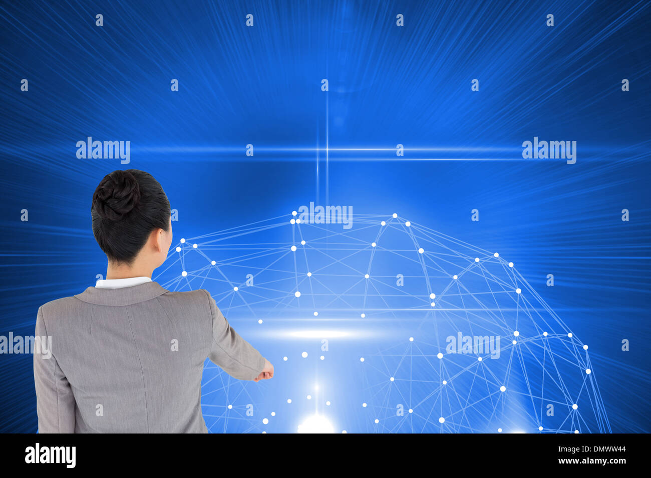 Hand pointing down touching hi-res stock photography and images - Alamy