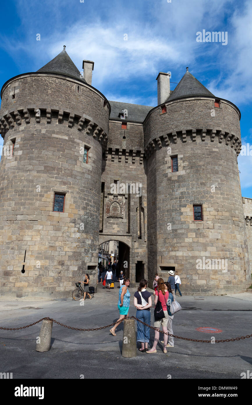 Guerande fortified gateway on market day the entrance to the walled ...
