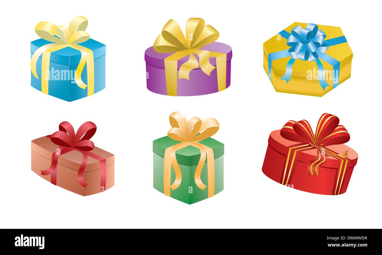 vector set of gift boxes with ribbons Stock Vector Image & Art - Alamy