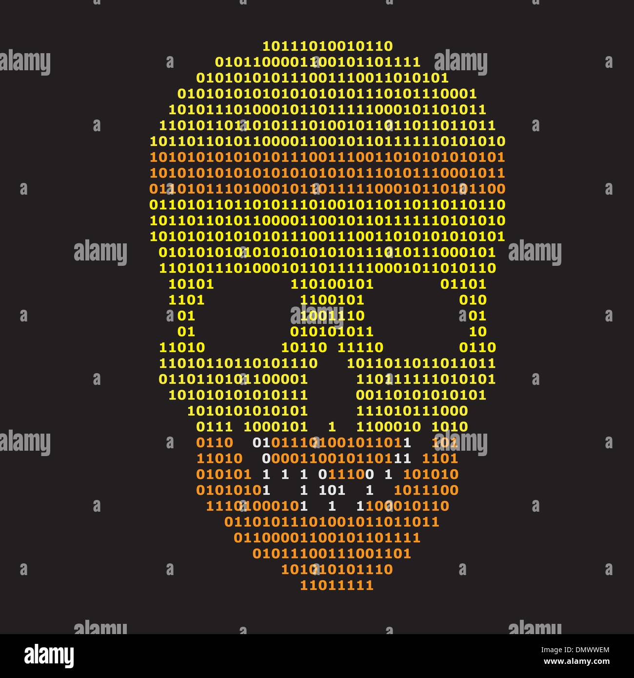 Abstract binary skull on black background Stock Vector Image & Art - Alamy