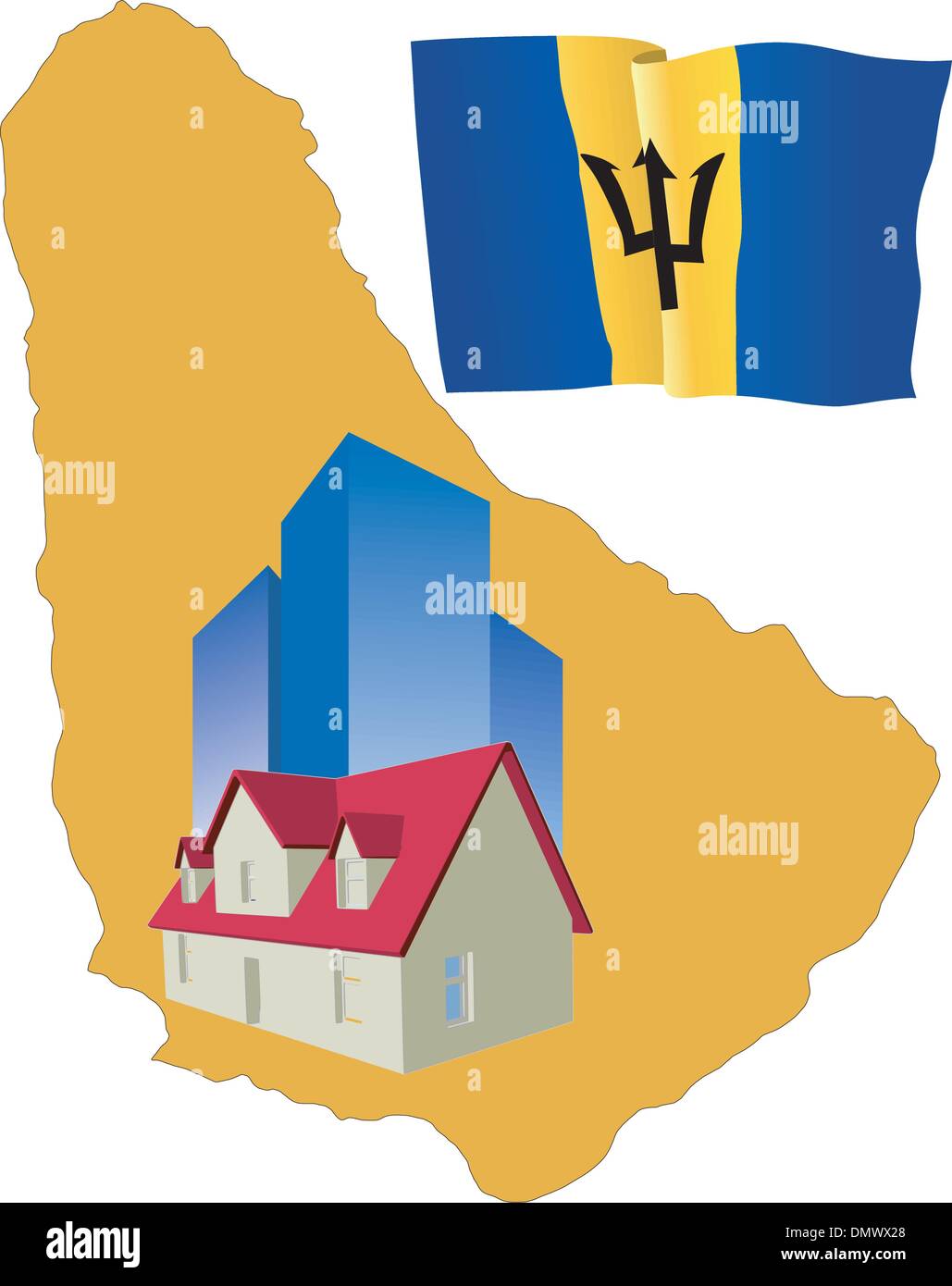 Building and flag barbados Stock Vector Images - Alamy