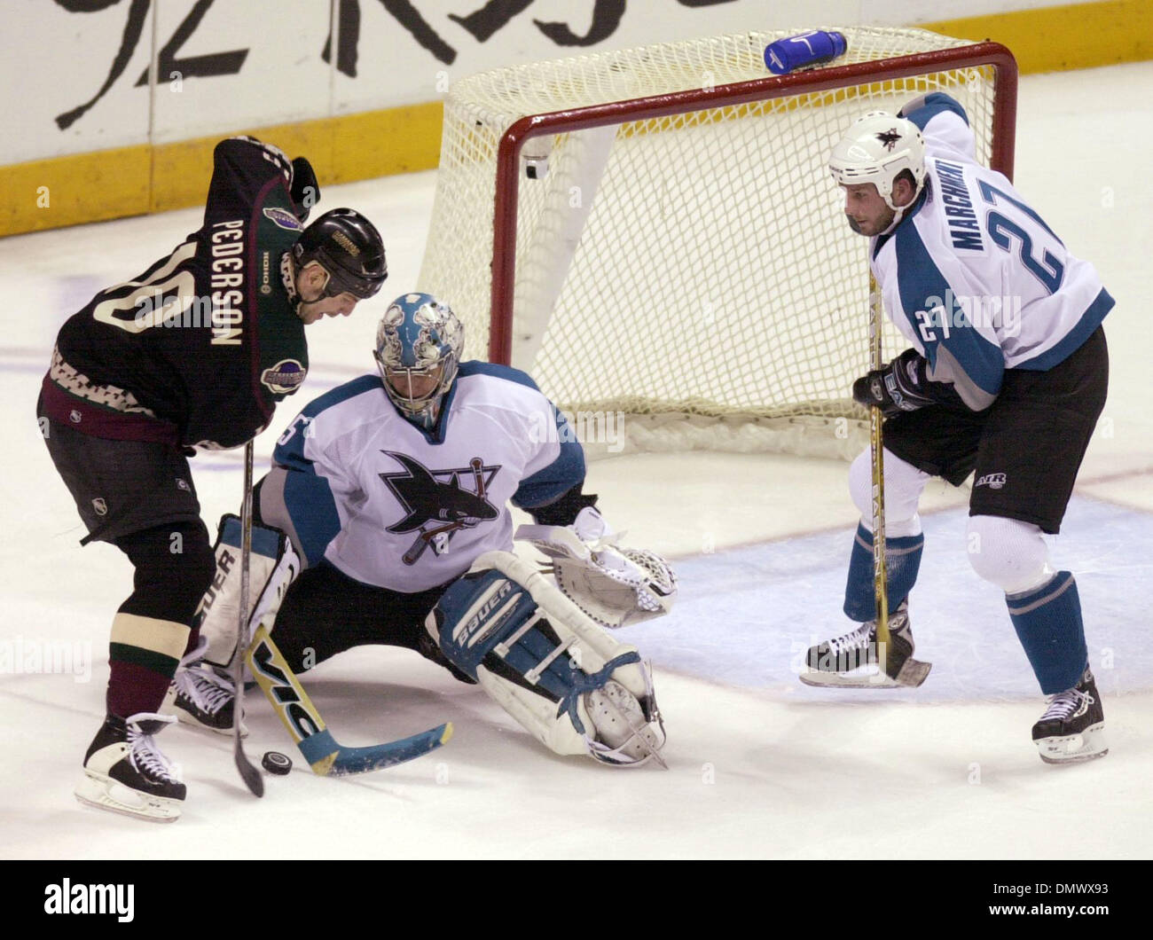 Apr 20, 2002; San Jose, CA, USA;San Jose Sharks' goalie Evgeni Nabokov ...