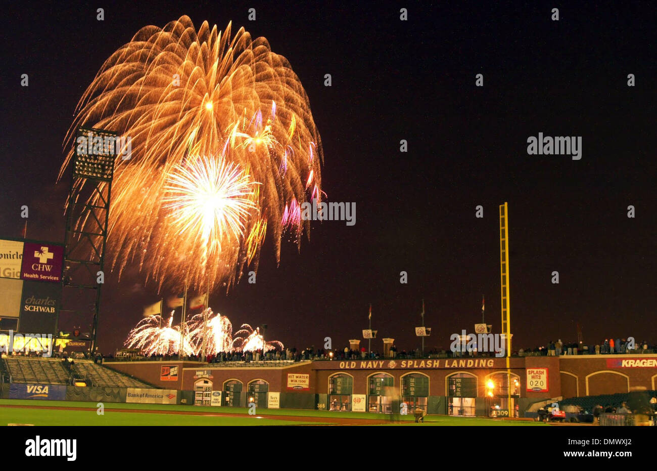 Jun 14, 2002; Oakland, CA, USA; Baseball fans look up at the sky and ...