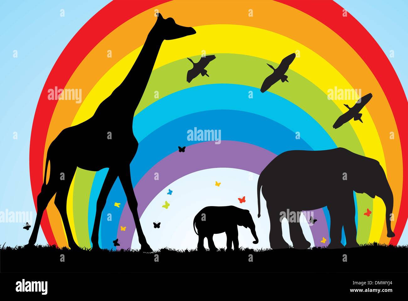 vector giraffe and elephants in africa Stock Vector Image & Art - Alamy