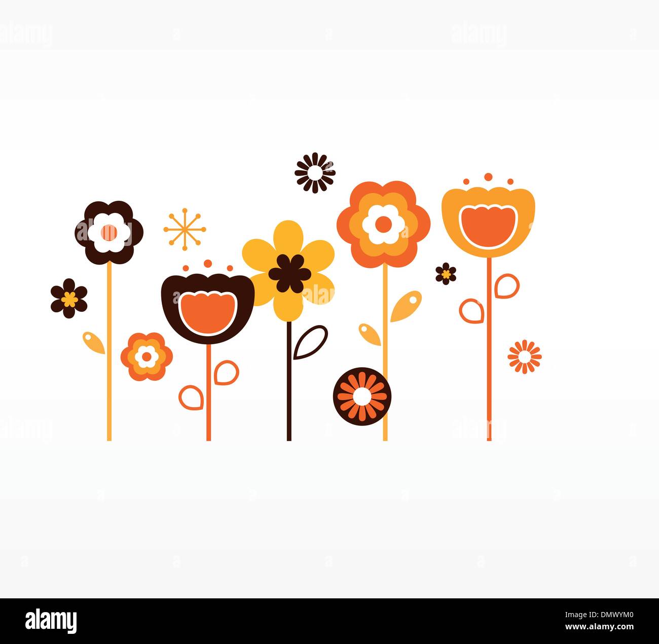 Retro spring flowers collection ( orange and brown Stock Vector Image ...