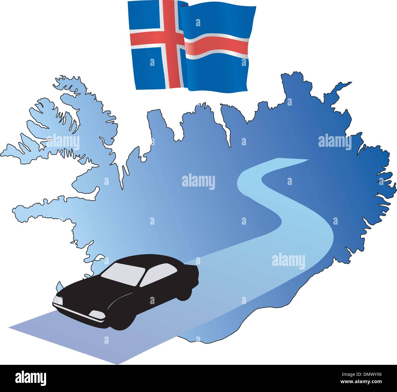 Iceland road map hi-res stock photography and images - Alamy