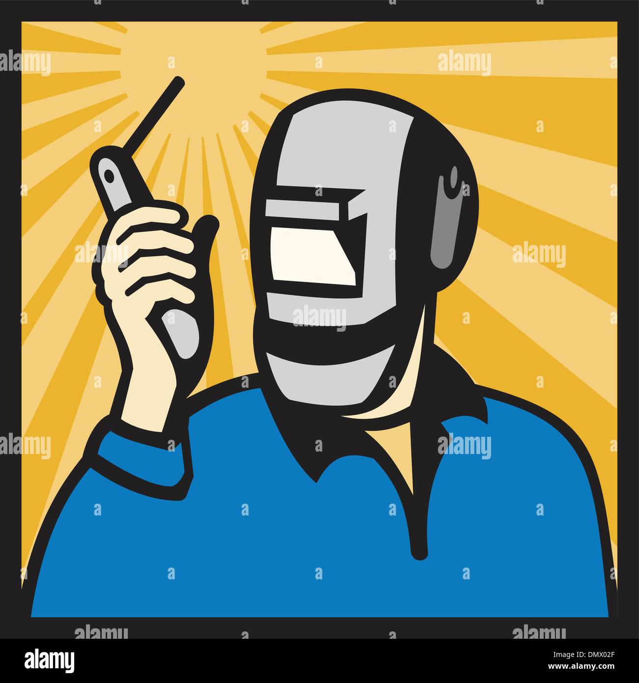 Worker holding welding torch Stock Vector Images - Alamy