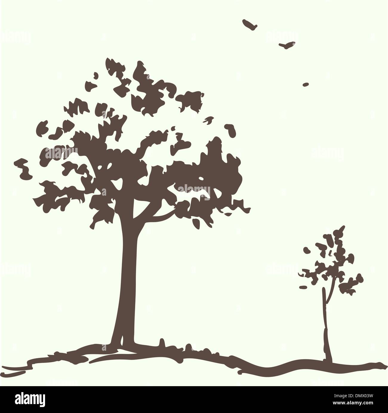 Painting with frame of trees Stock Vector Images - Alamy