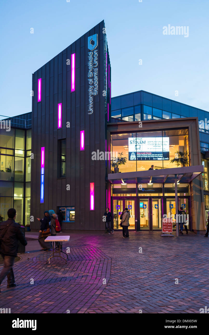 University of Sheffield Students Union building entrance and campus at ...