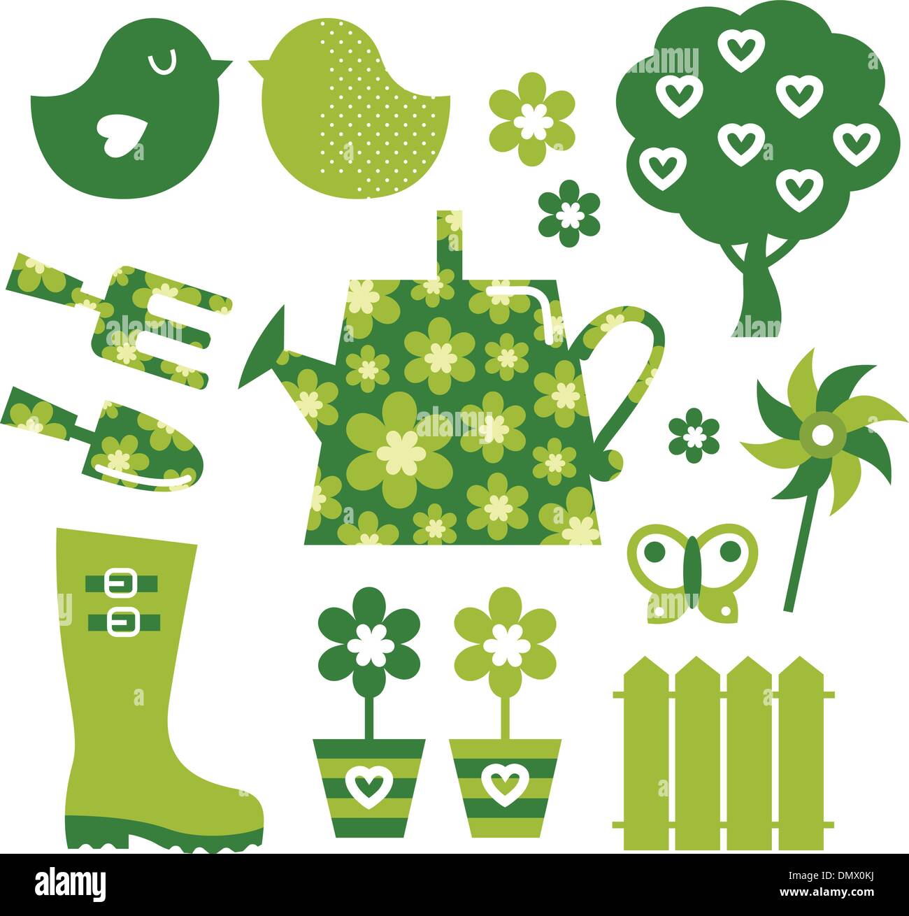 Garden objects and elements ( green Stock Vector Image & Art - Alamy