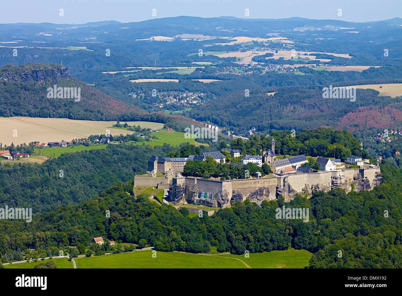 Lilienstein mountain and Königstein Fortress, Saxon Switzerland-East ...