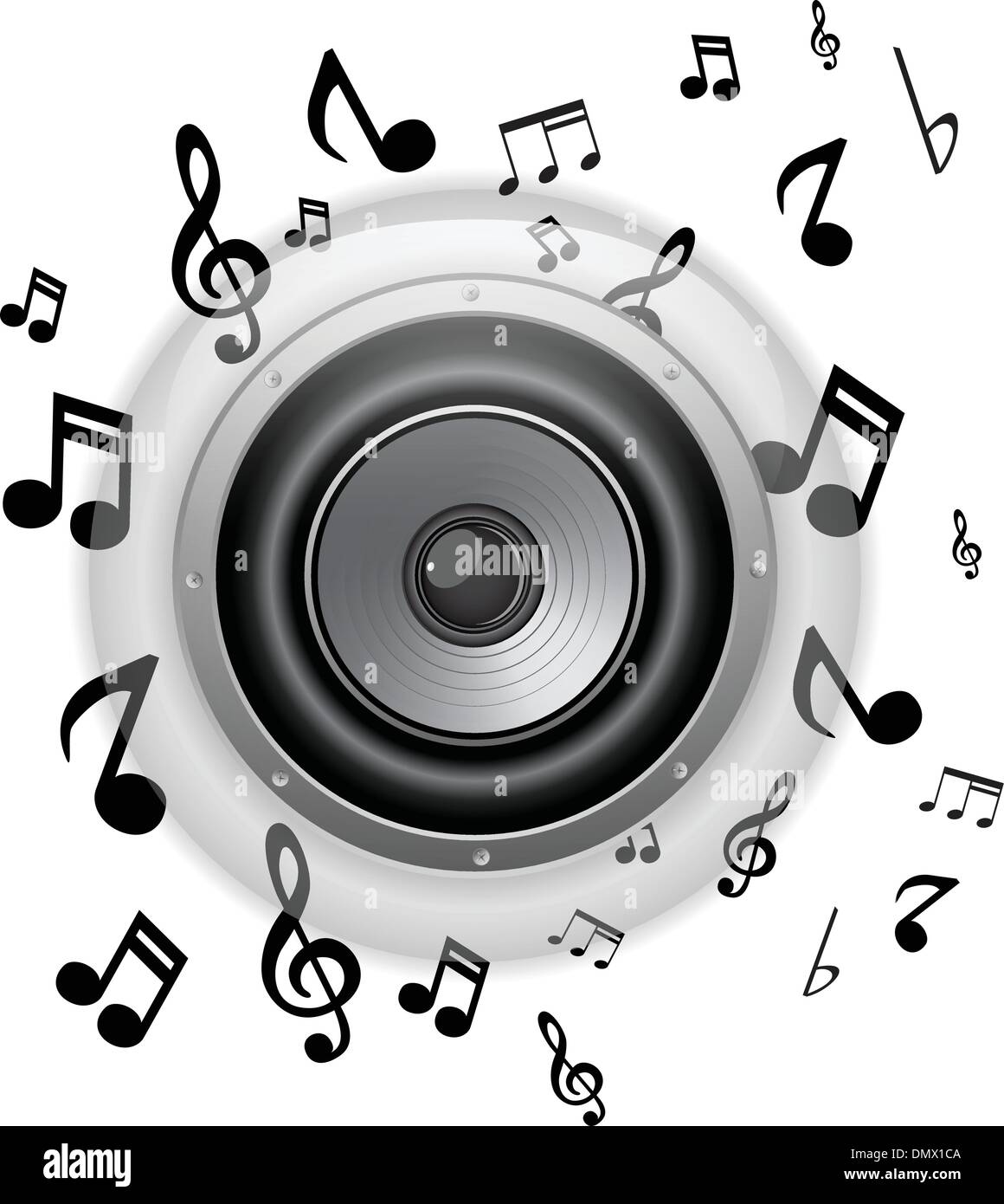 Speaker Glass Button with Music Notes Stock Vector Image & Art - Alamy