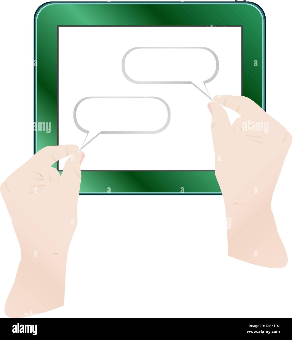 hands are holding and point tablet pc with cloudscape on screen Stock ...