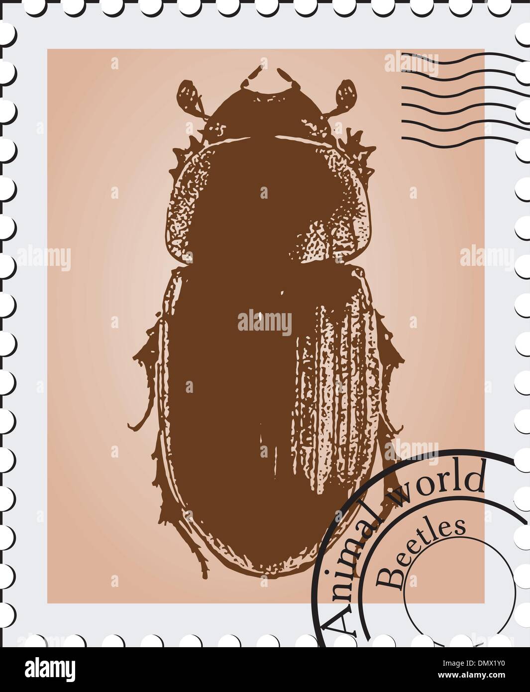 Vector stamp with a illustration of a beetle Stock Vector Image & Art ...