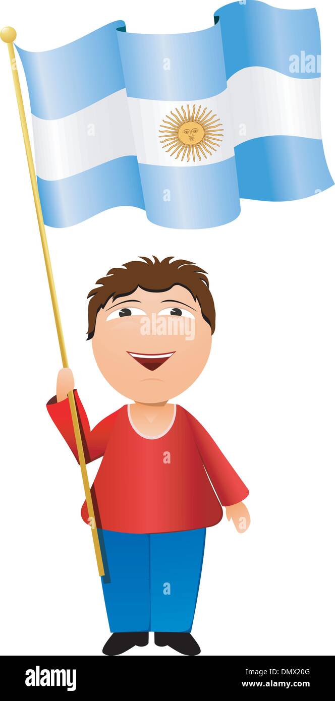Vector illustration of a boy with the flag of Argentina Stock Vector ...