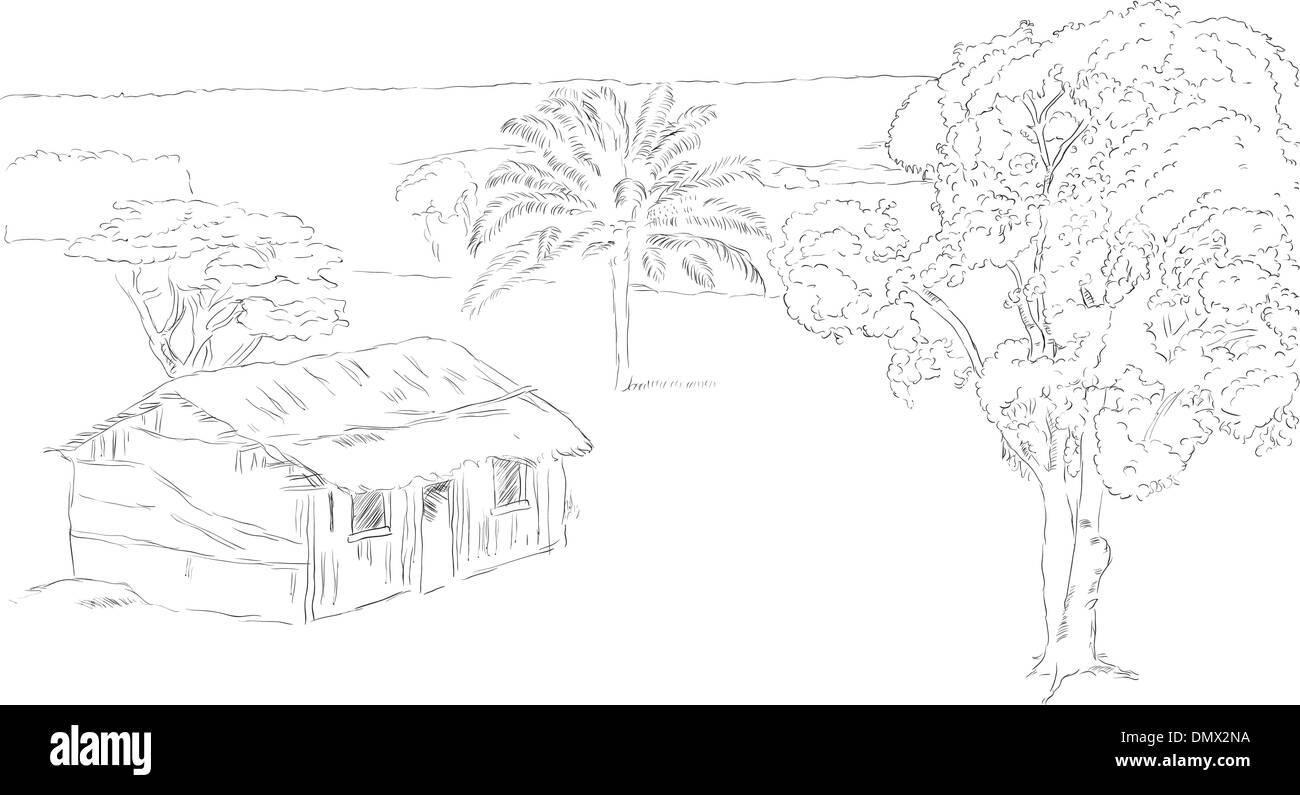 Village drawing african hi-res stock photography and images - Alamy