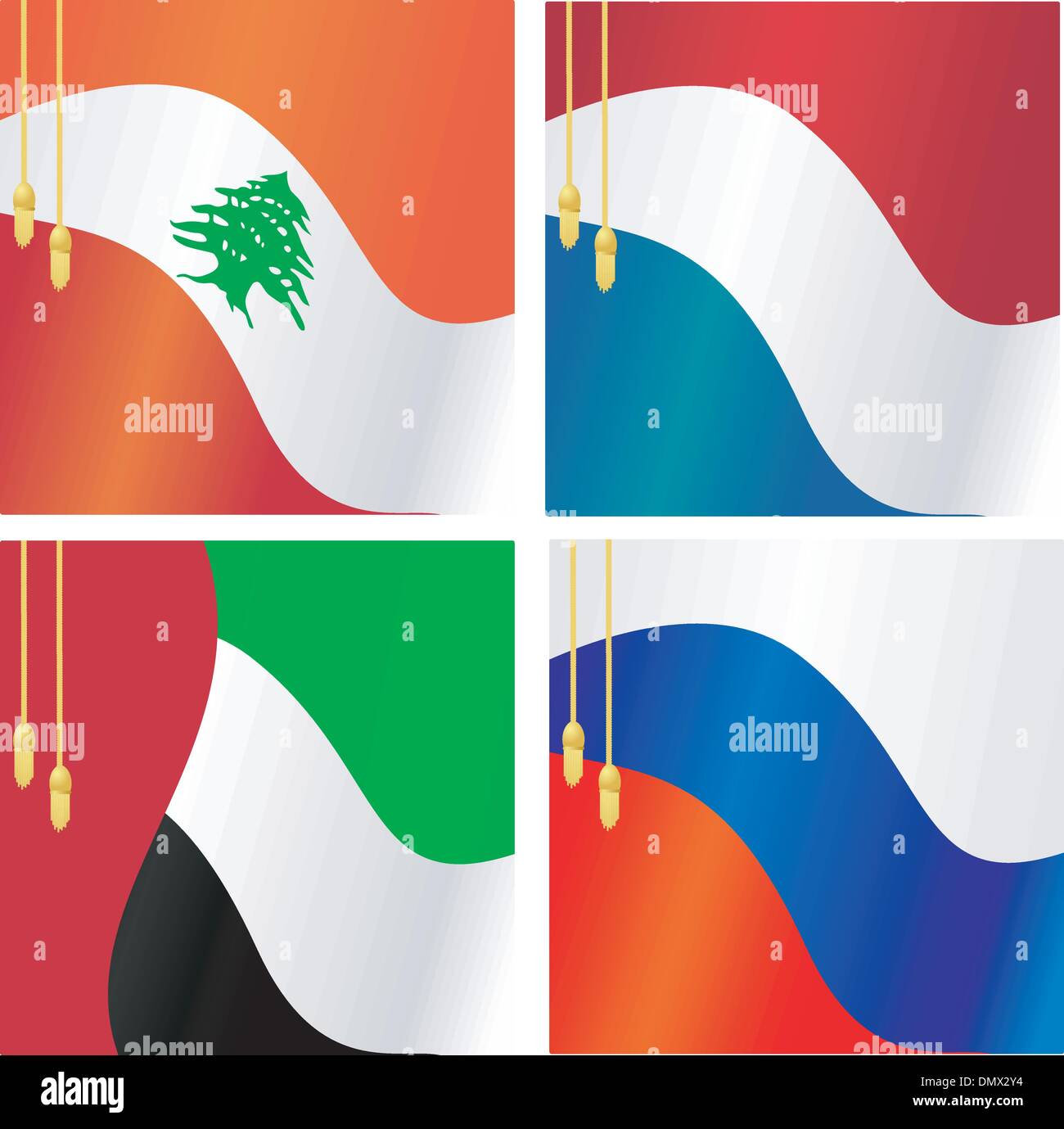 Collection of vector illustrations of flags of Lebanon, Nether Stock ...