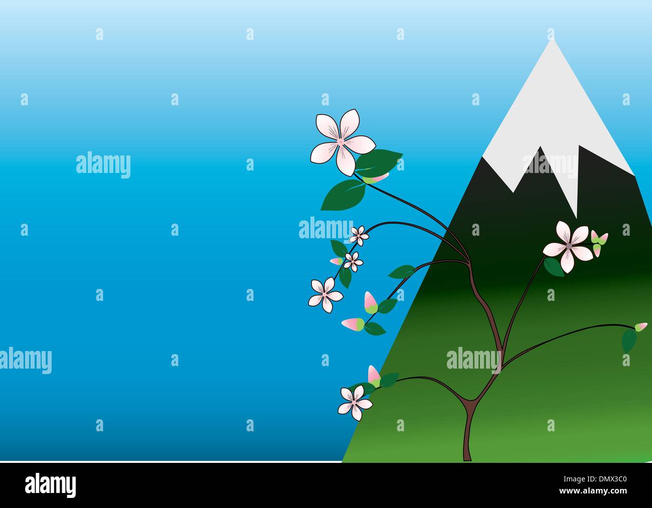 Spring flowers branch blue Stock Vector Images - Alamy