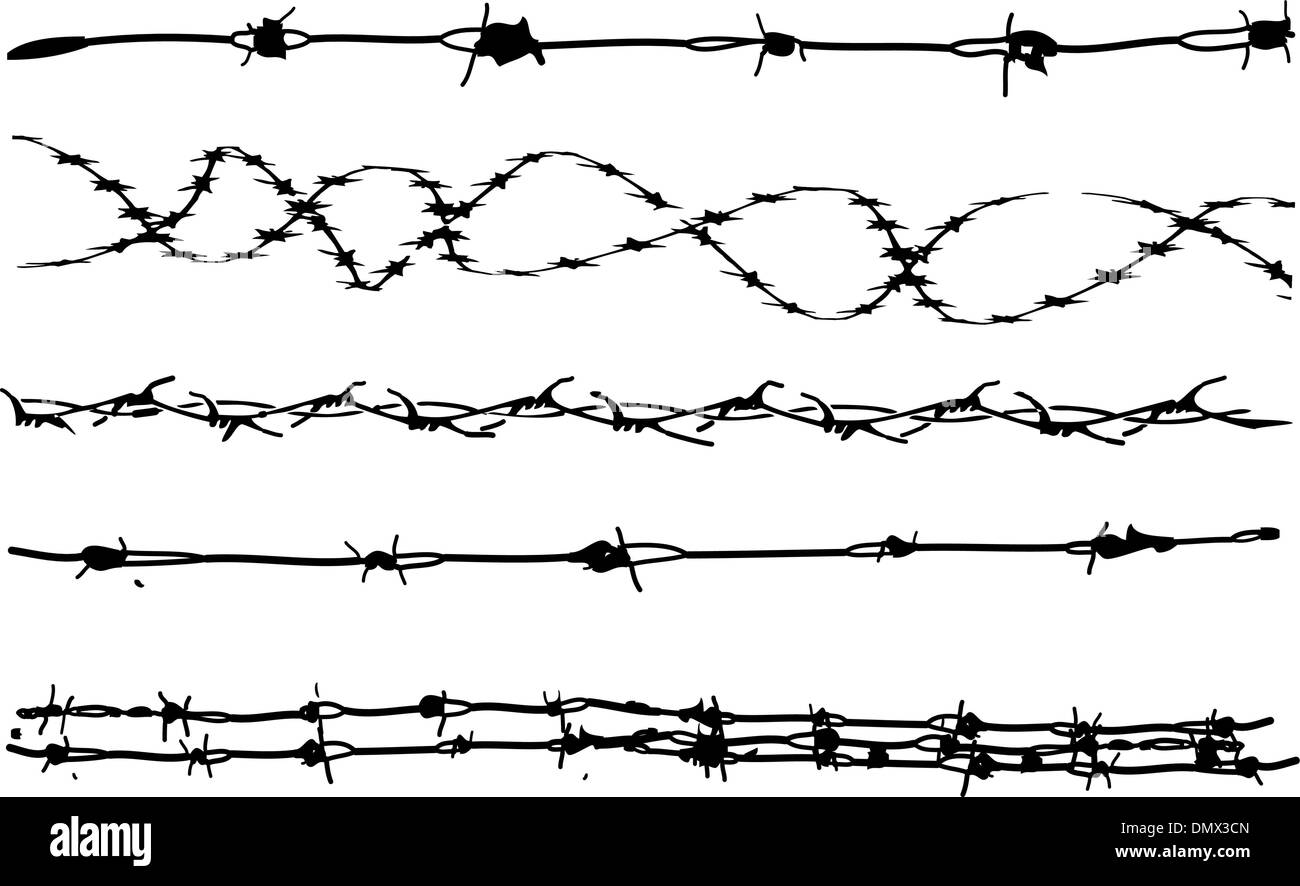 Cutting barbed wire fence Stock Vector Images - Alamy
