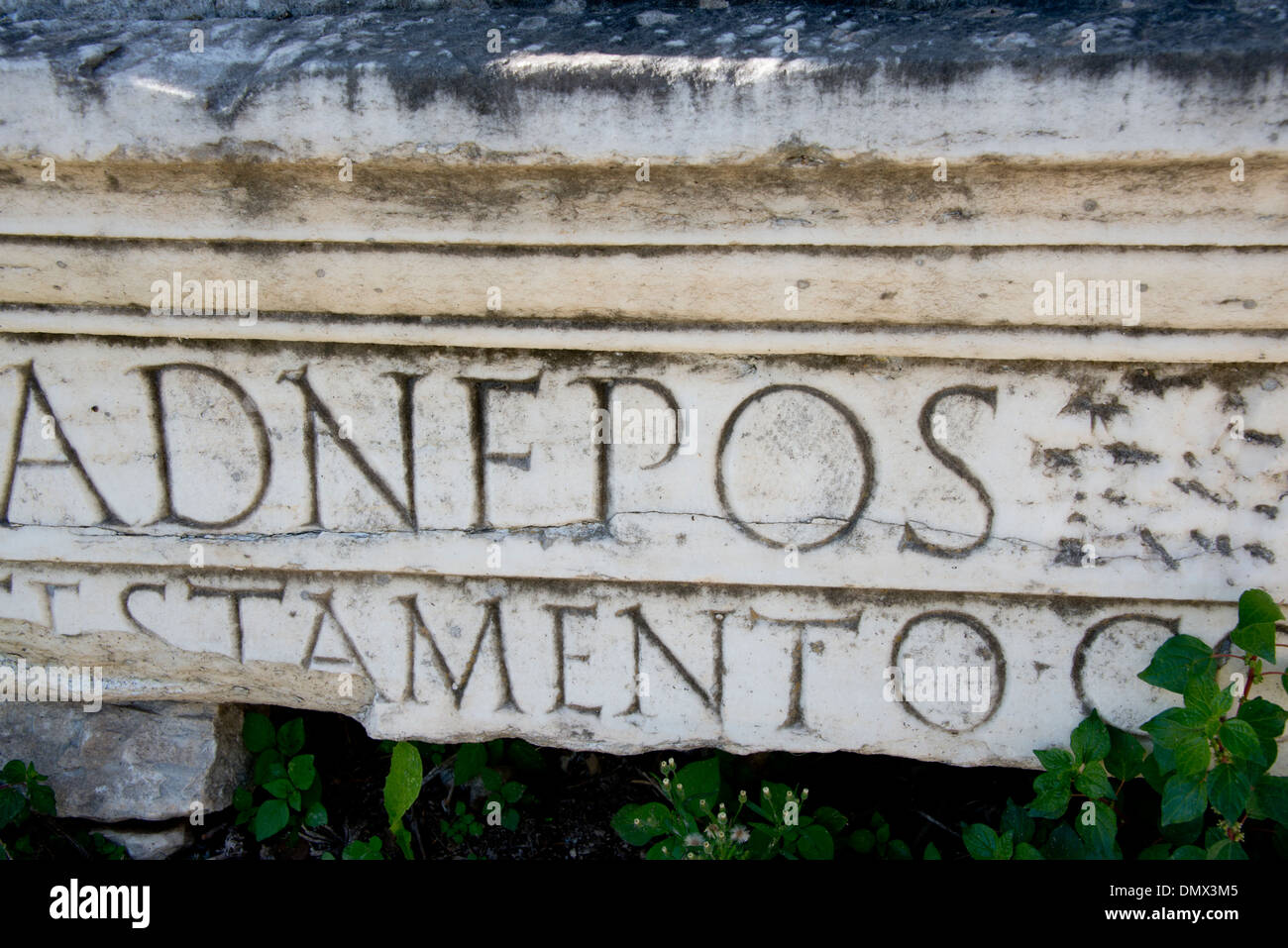 Greece, Corinth, Ancient Corinth. Detail of carved marble Stock Photo ...