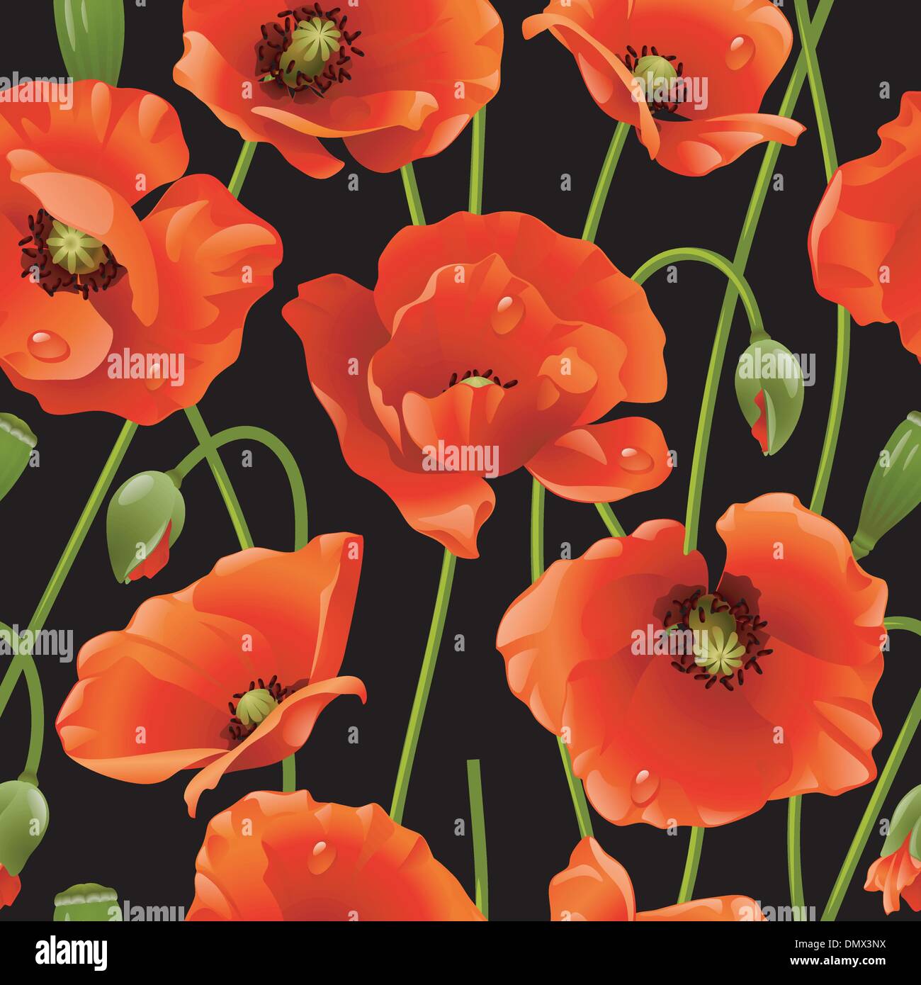 Seamless background: poppy Stock Vector Image & Art - Alamy