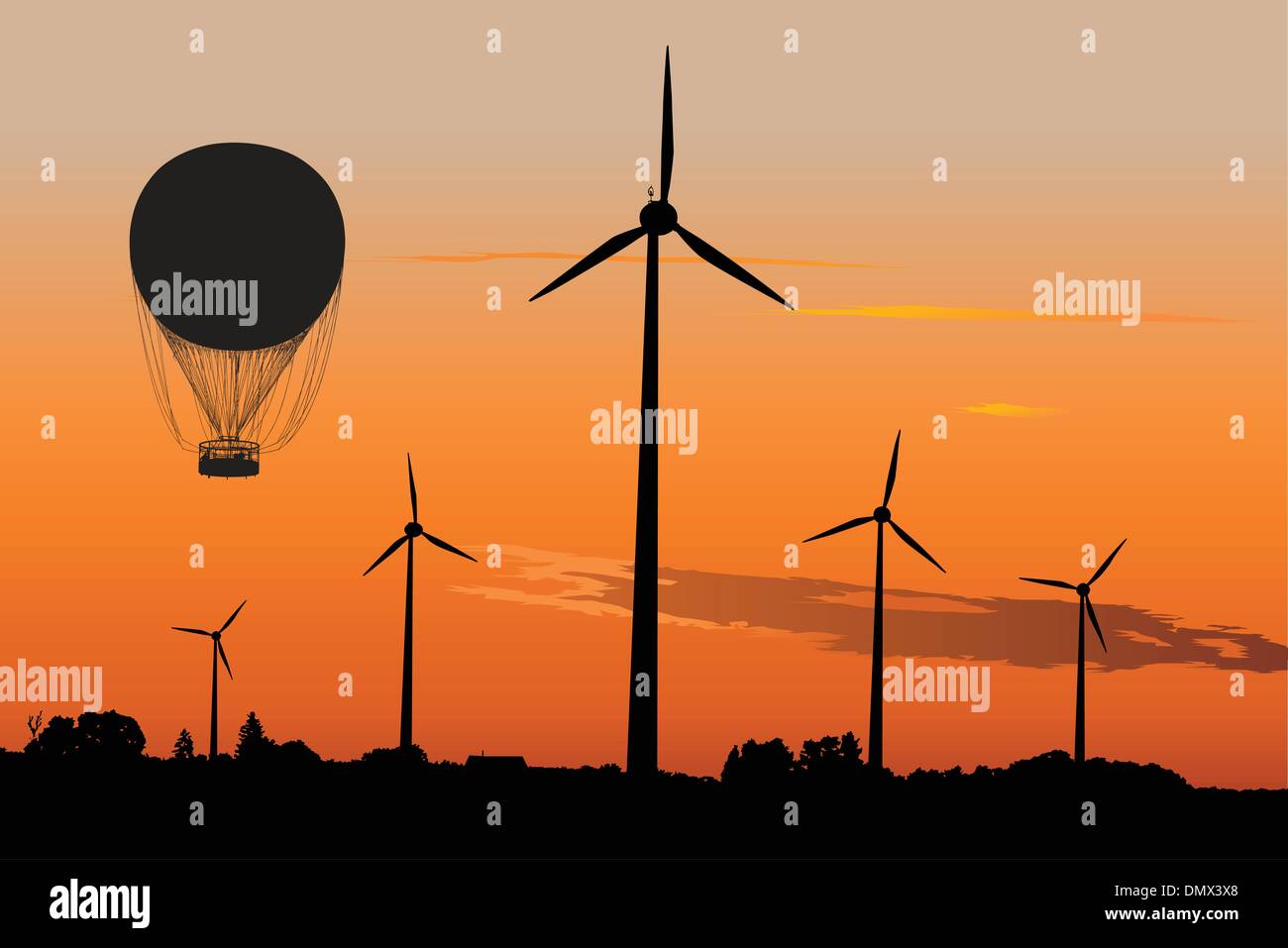 Wind turbines in landscape Stock Vector Images - Alamy